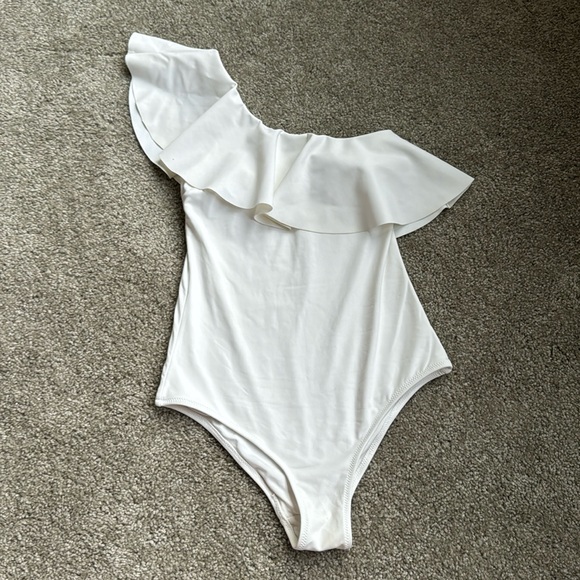 H&M | Swim | Hm White One Shoulder Ruffle Swimsuit | Poshmark